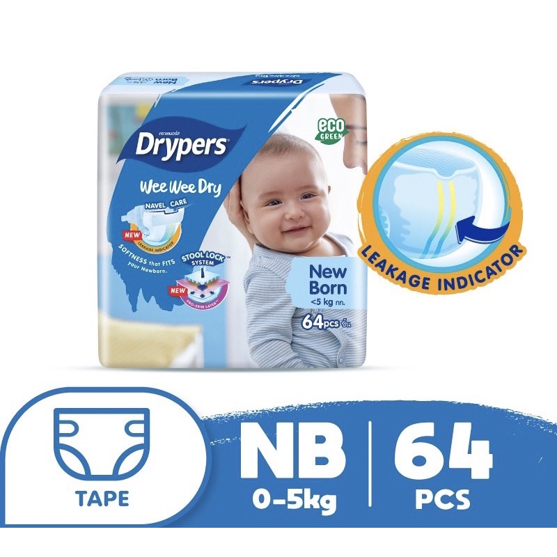Drypers Wee Wee Dry NB 64 (1 pack) | Shopee Malaysia