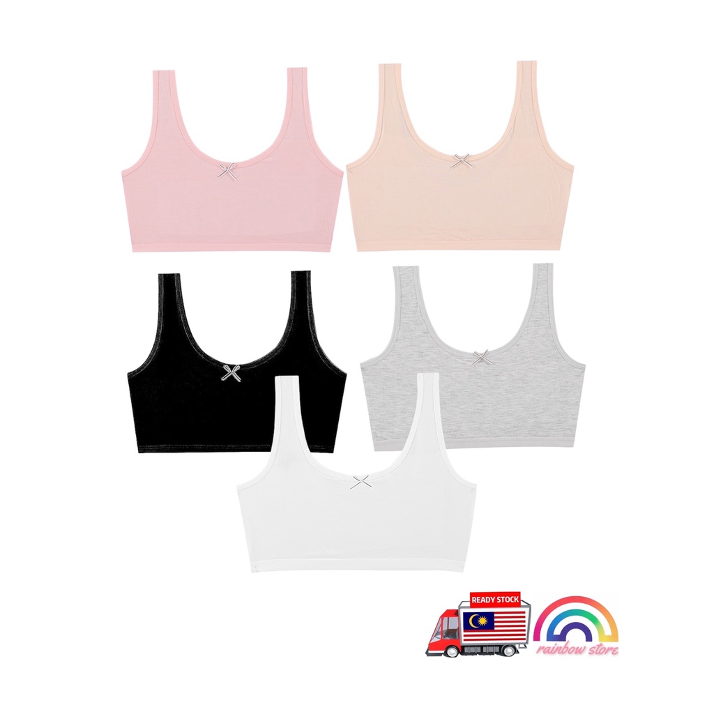 Teenage Girls Bow Bralette Singlet Bra Budak 少女小学生透气运动内衣文胸 | Shopee ...