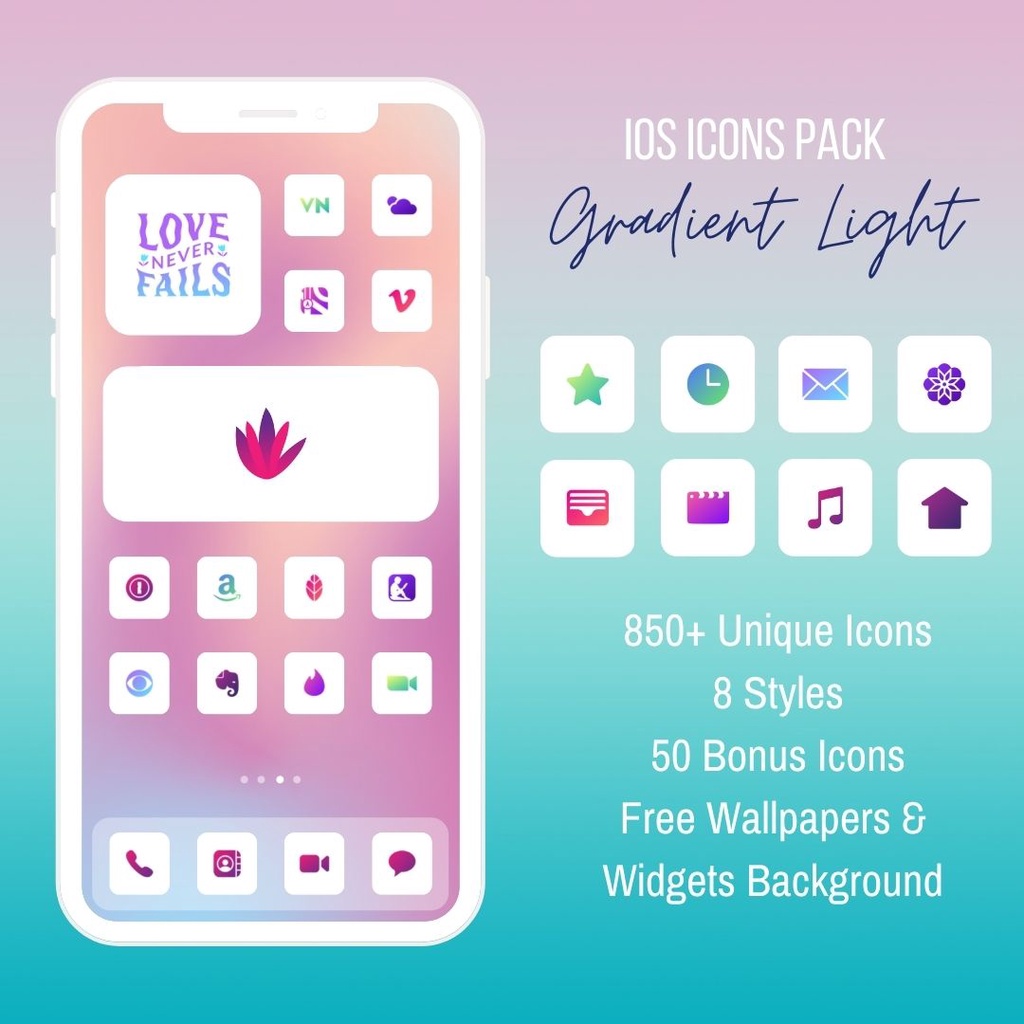 Gradient Light 850+ App Icons Pack | Themes Home Screen Widgets ...