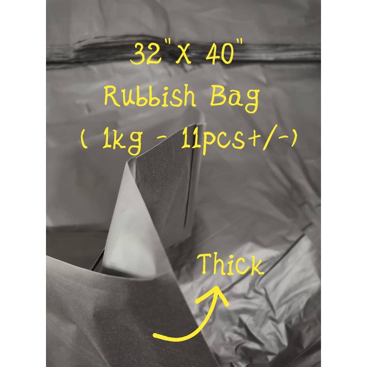 HEAVY DUTY RUBBISH BAG (THICK) 32" X 40" - 1kg 厚装垃圾袋 (牌子不定) | Shopee ...