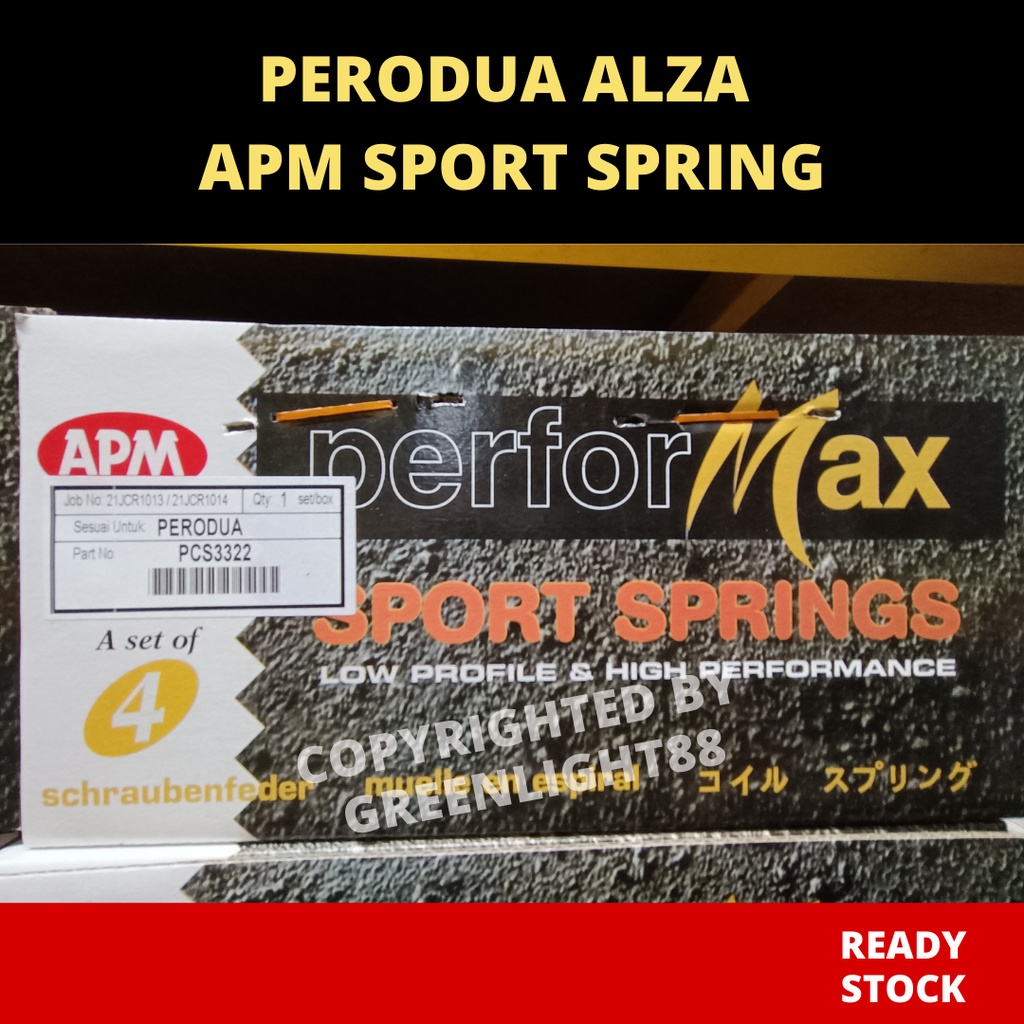 (100% ORIGINAL) PERODUA ALZA 2009 APM PERFORMAX SPORT SPRING (1 SET 4 ...