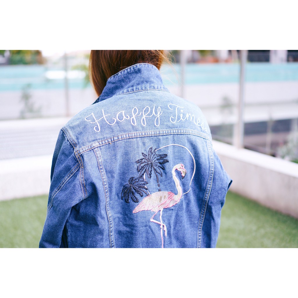Happy Times Flamingo Denim Jacket | Shopee Malaysia