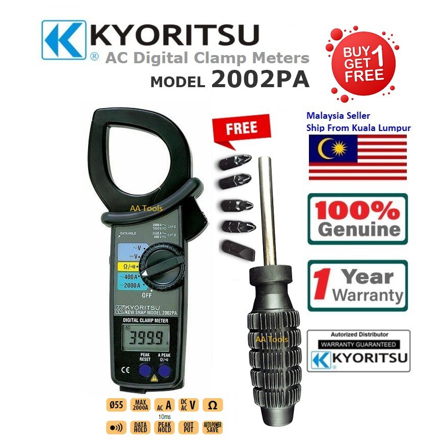 KYORITSU 2002PA AC Digital Clamp Meters (NEW & ORI KYORITSU) | Shopee ...
