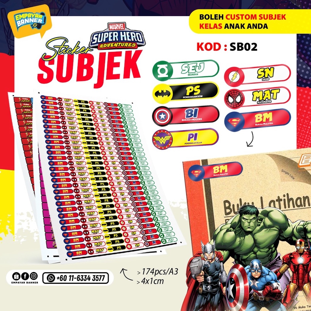 Sticker nama Mata pelajaran & Hari / Colorful / Sticker Nama Kartun ...