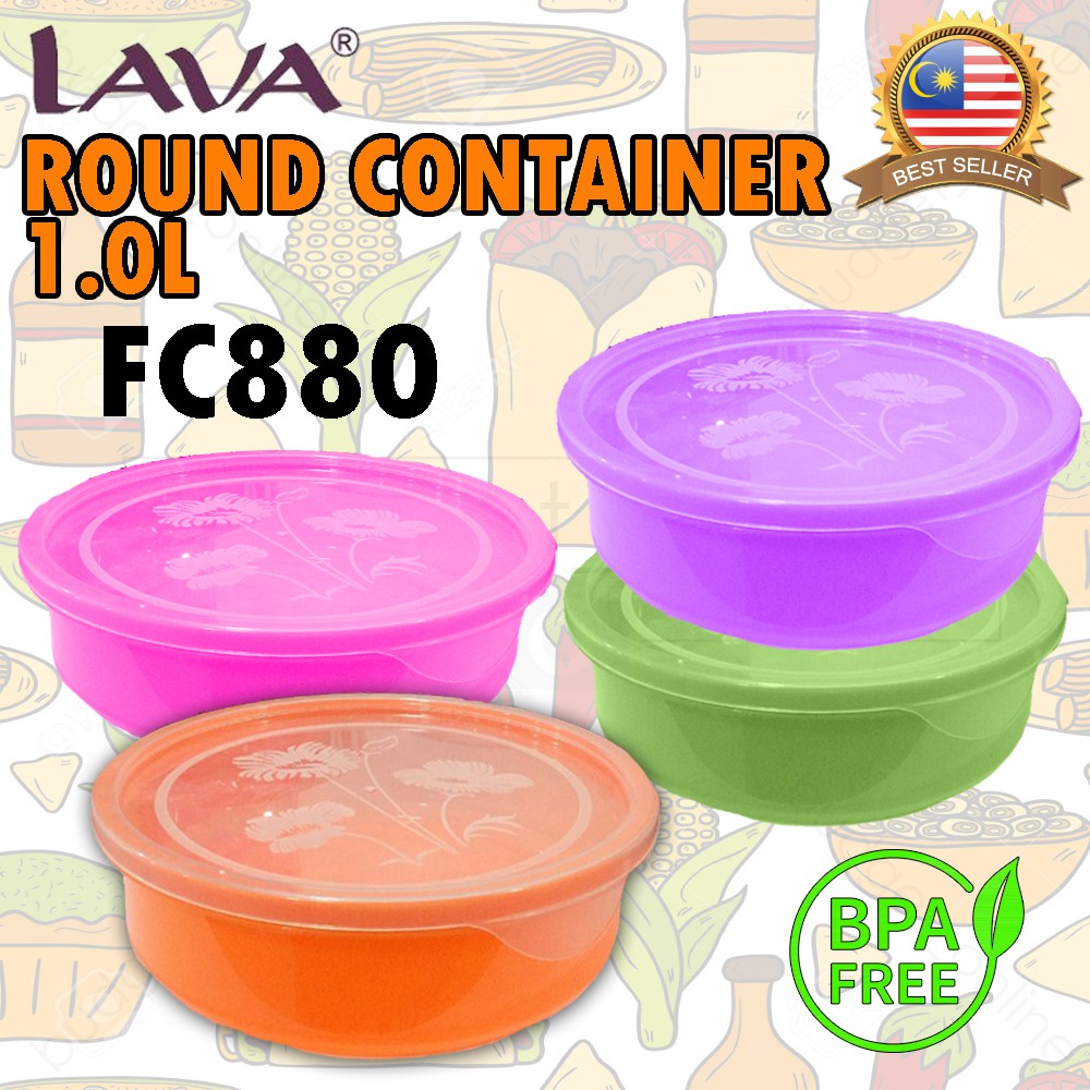LAVA Round Food Container Tupperware 1.0 Litre FC880 BPA Free/Bekas ...