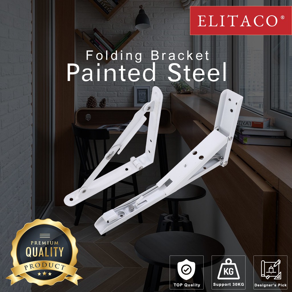 【ELITACO】Steel Triangle Floating Folding Wall Shelf 1 Pair Bracket ...