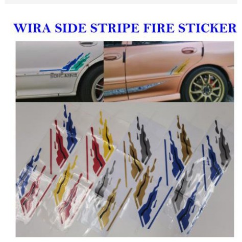 PROTON WIRA SIDE STRIPE FIRE STICKER ( 2 PCS - Left & Right ) | Shopee ...