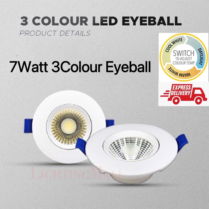 LED EYEBALL 7W RECESSED COB LED SPOTLIGHT DAYLIGHT/COOL WHITE/WARM ...
