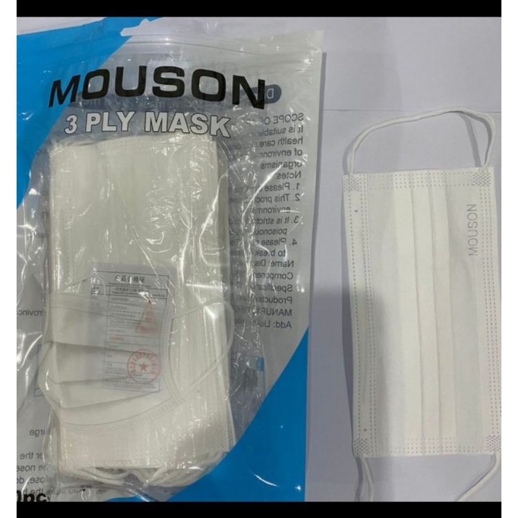 Mouson Mask 3ply 50pcs White (earloop Ear Straps) | Shopee Malaysia