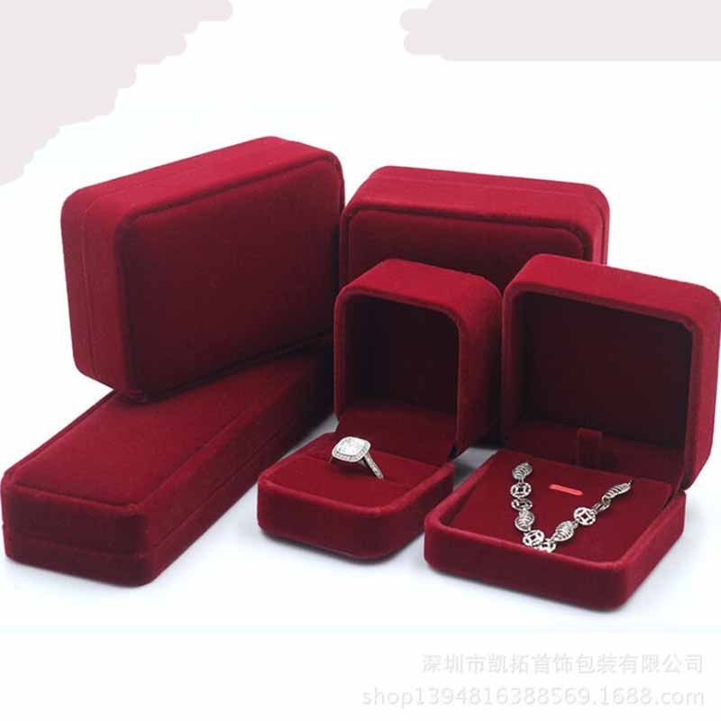 1pcs red /white color Flannel jewelry box Ring Stud necklace pendant ...