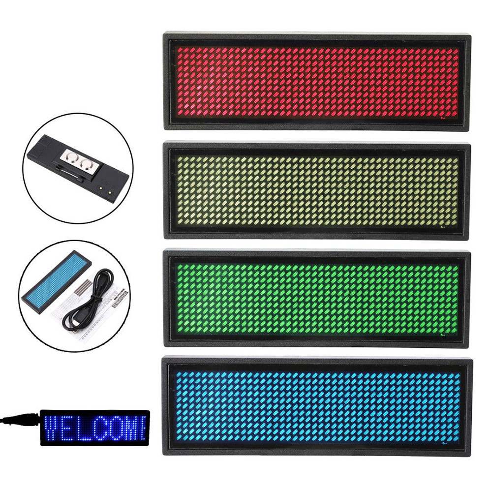 Tag Badge Sign Mini LED Digital Programmable Rechargeable Scrolling ...