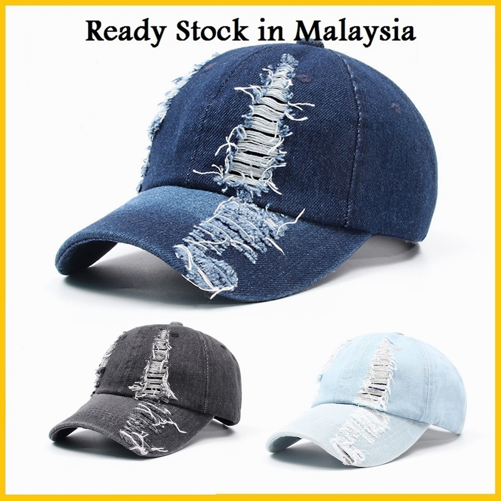 GEC Adult Unisex Jeans Cap Stylish Cap Fashion Broken Design Baseball ...