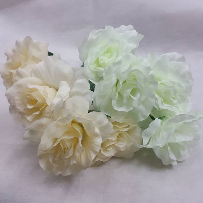 bunga rose satu jambak 5 kuntum (cream susu n cream hijau) | Shopee ...