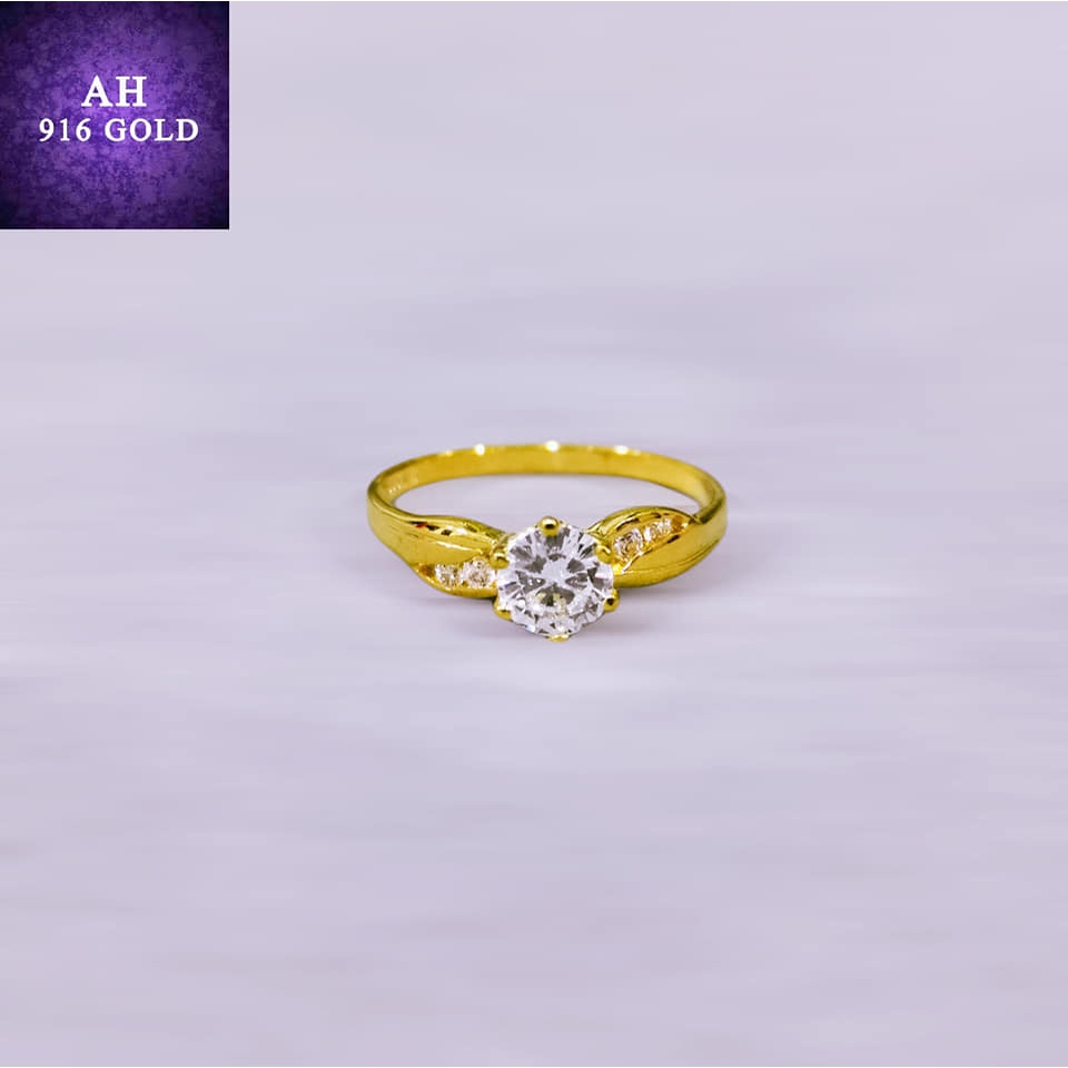 Cincin Tunang Emas 916 Size 12/Merisik/Kahwini/Nikah/Engagement Ring ...