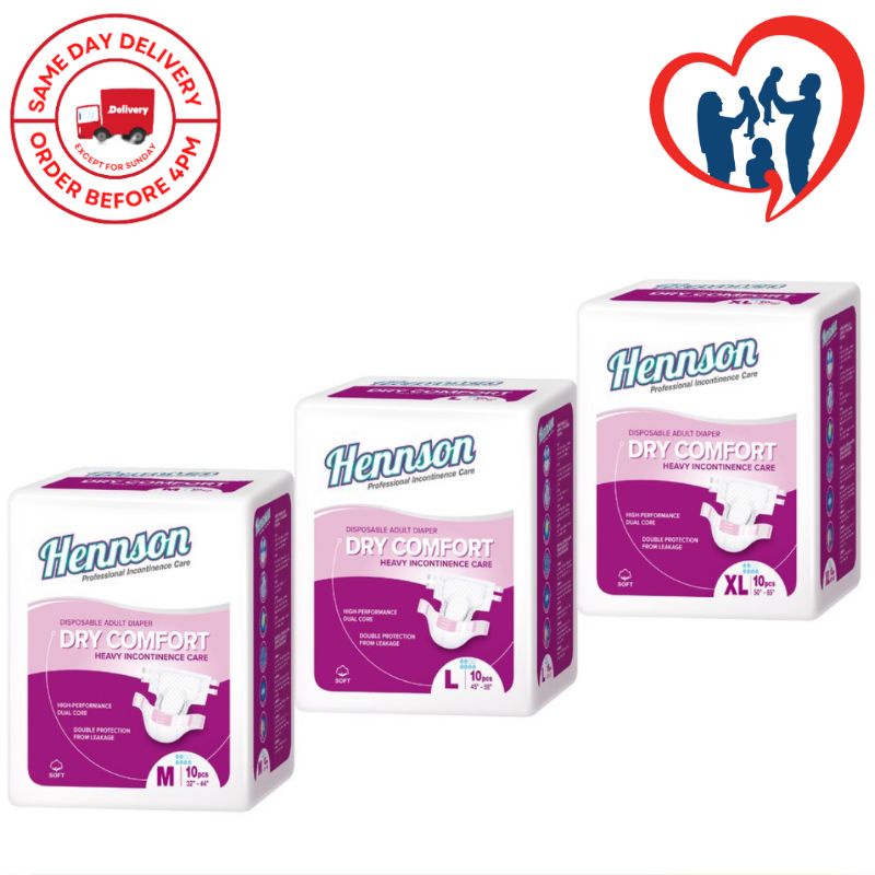 Hennson Adult Diapers Dry Comfort 10's - M/ L/ XL | Shopee Malaysia