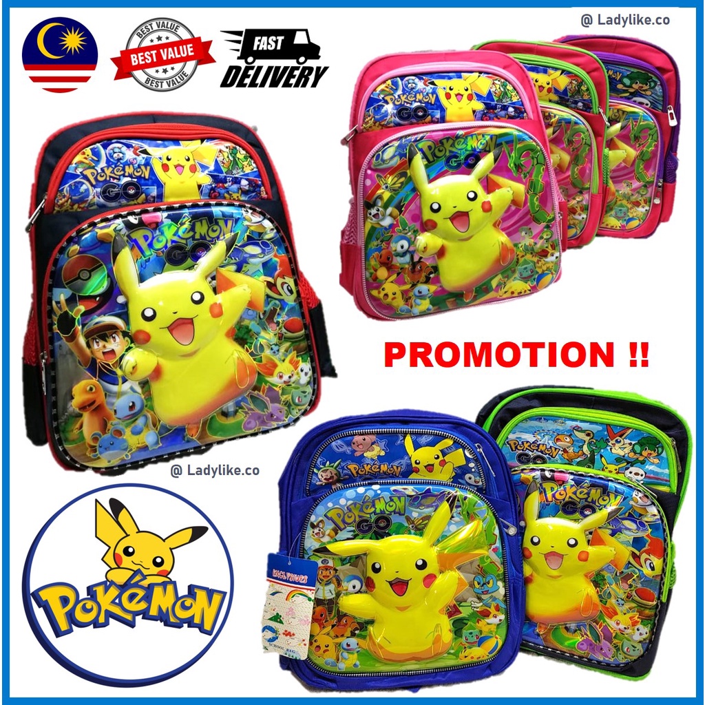 Pokemon Bag School Backpack 6D Beg Sekolah Beg Budak Kid Bag Pokemon ...
