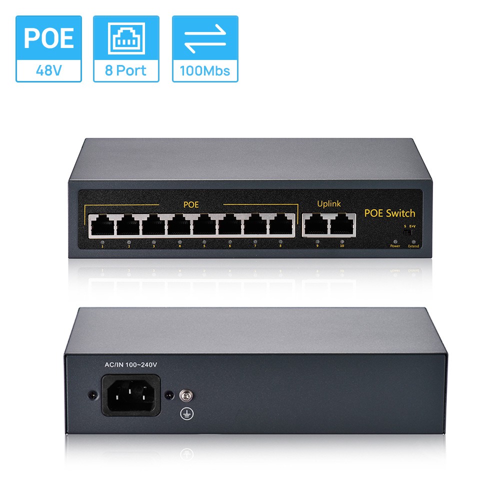 Hamrol POE Switch 48V with 8 100Mbps Ports IEEE 802.3 af/at ethernet ...