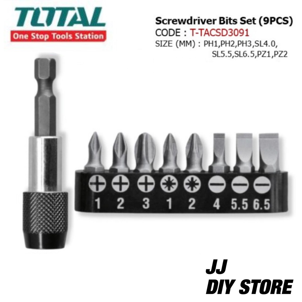 Total Screwdriver Bits Set (9 Pcs) TACSD3091 | Shopee Malaysia