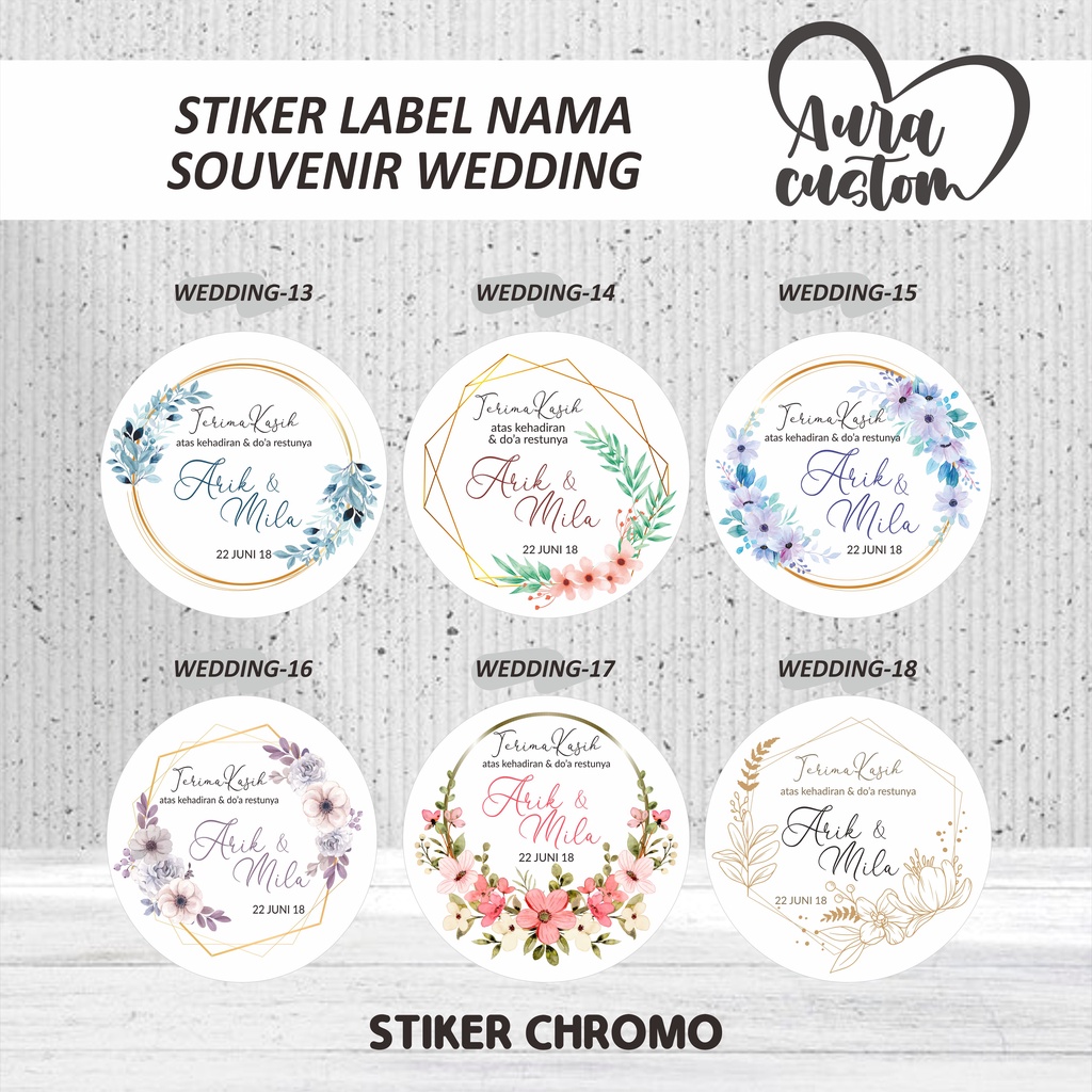 (HNR)CHRO Sticker NAME LABEL ROUND WEDDING SOUVENIR | Thank you ...