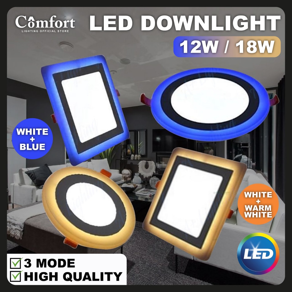 12W 18W 24W Double Color LED Downlight LED 2in1 Color Recessed Surface ...