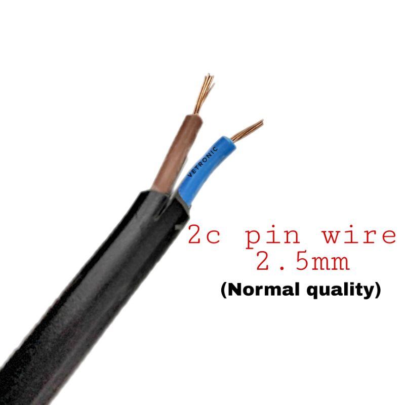 [LOOSE CUT PER METER] TWIN FLAT CABLE 2 CORE BLUE WHITE 100% Pure ...