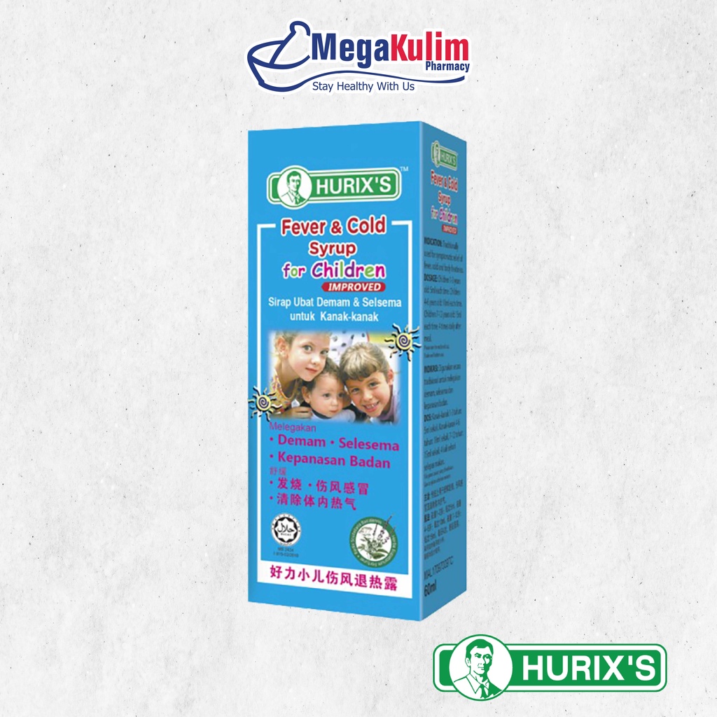 Hurix's Fever & Cold Syrup For Children Improved Formula 60mL | Shopee ...