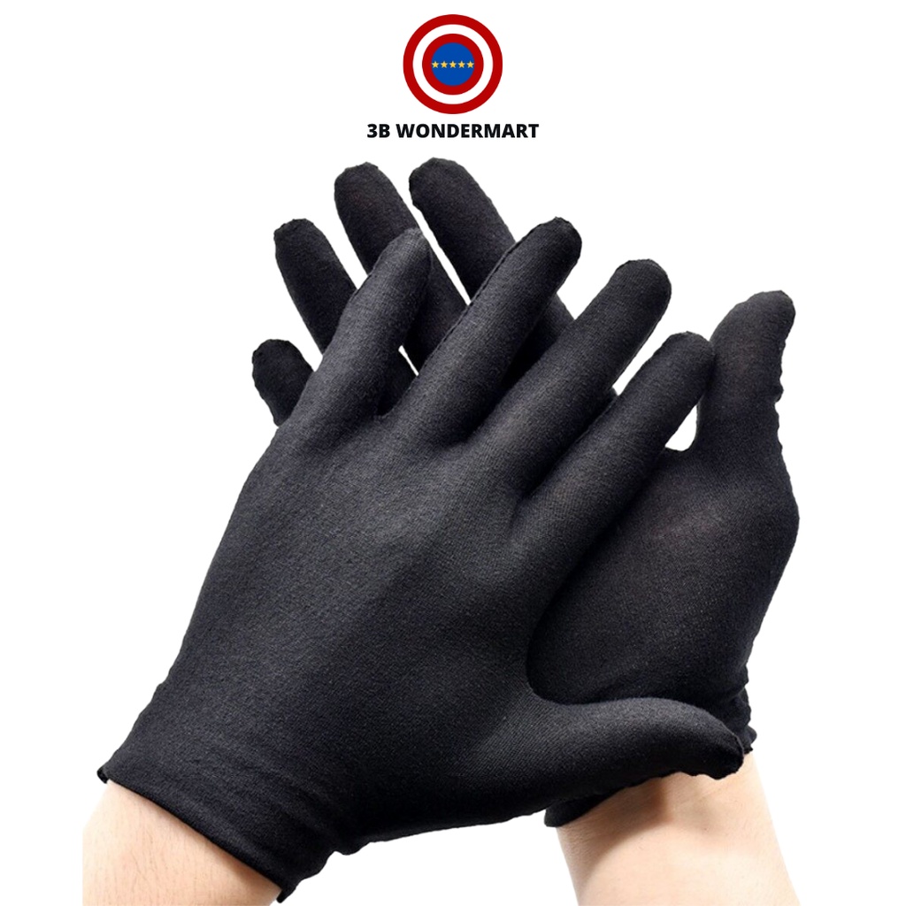 1 Pair Black Hand Glove Multipurpose Polyester Sarung Tangan Hitam ...