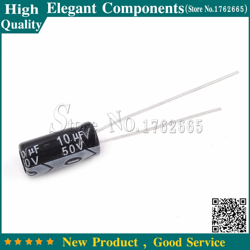 50PCS 10UF 50V 50V 10UF Aluminum Electrolytic Capacitor 50 V / 10 UF ...