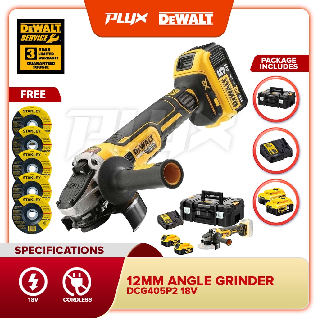 Dewalt DCG408P2T-B1 100mm ( 4" ) 20V Brushless Cordless Grinder ...