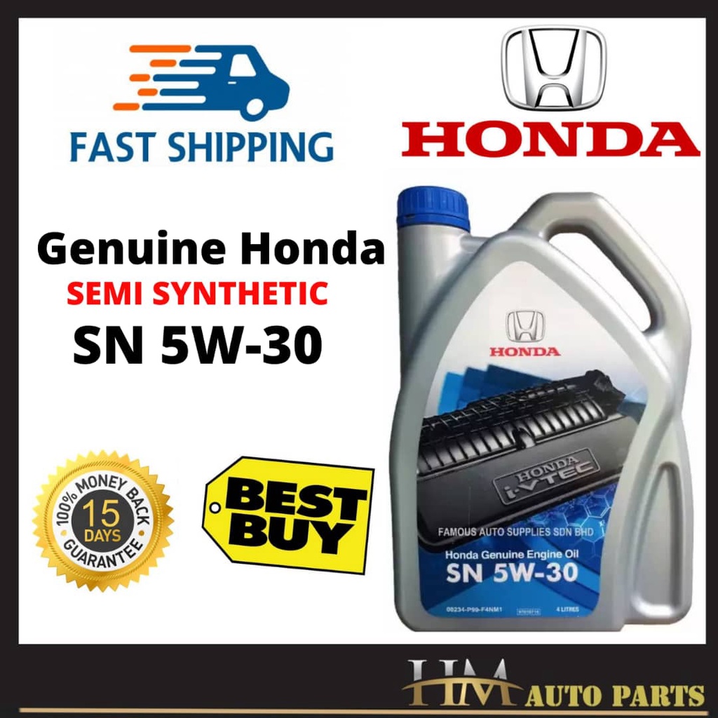 ORIGINAL HONDA SEMI SYNTHETIC ENGINE OIL 5W-30 4 LITER 5W30 VTEC + OIL ...