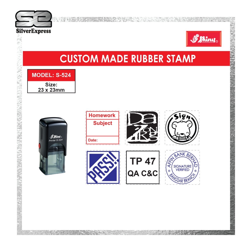Custom Make Self Inking Rubber Stamp SHINY Rectangular Shaped Model S-510, S-515, S-520, S-524 ...