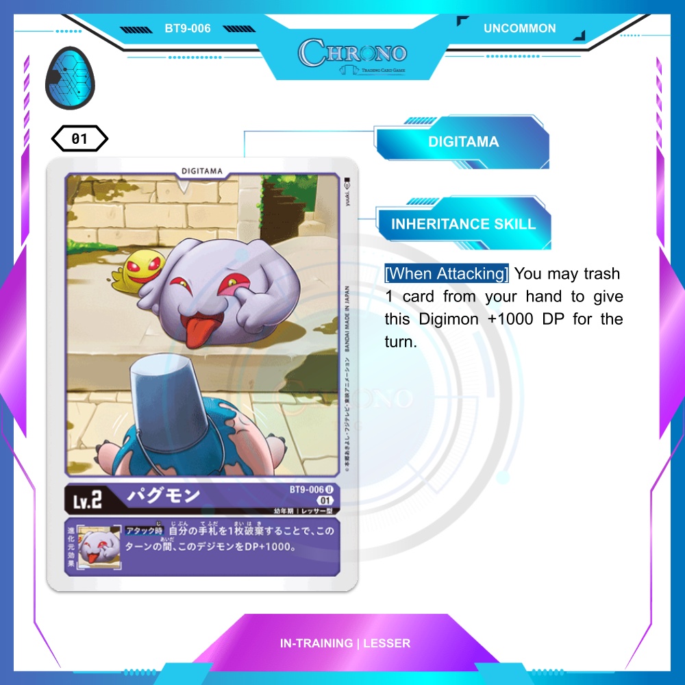 BT9-006 | Pagumon | Uncommon | Digimon Card Single | Chrono TCG | Booster X Record | BT9 Purple ...