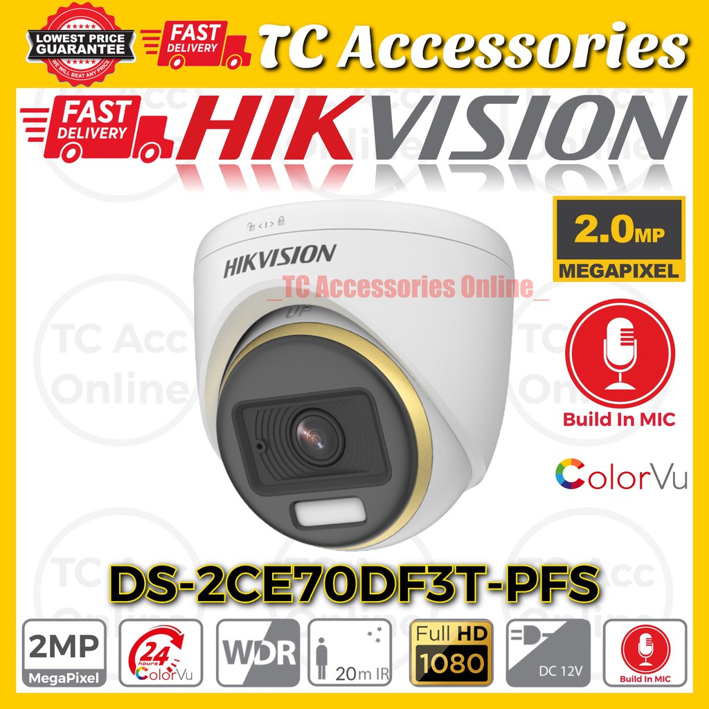 HIKVISION ColorVu Audio 2MP 1080P Full HD Indoor Dome TVI Camera HIK DS ...