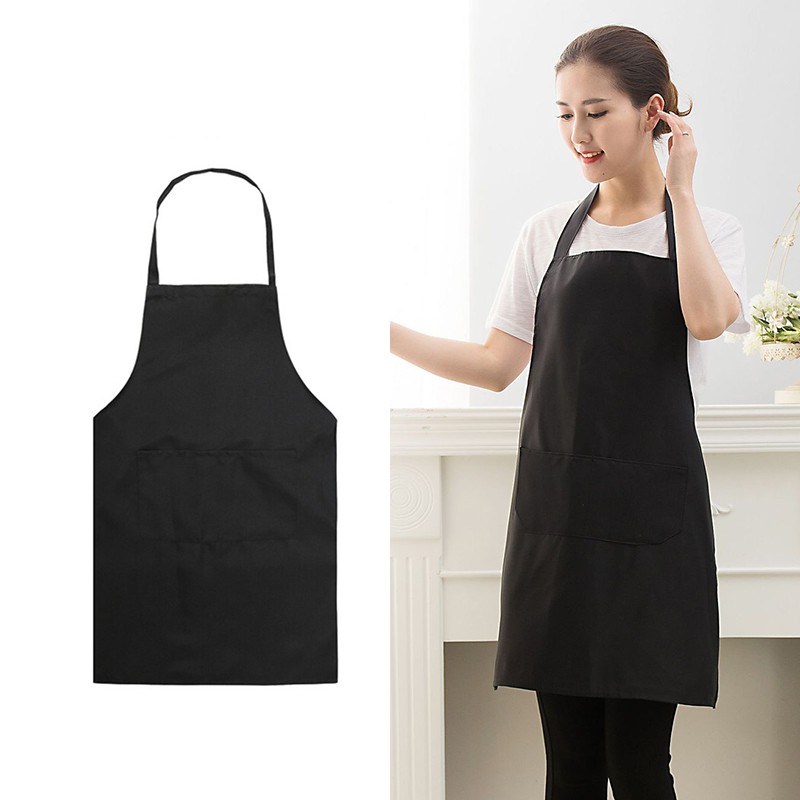 【𝗢𝗜𝗟-𝗣𝗥𝗢𝗢𝗙】Black Kitchen Apron Water Proof Chef Apron Kitchen Cotton ...