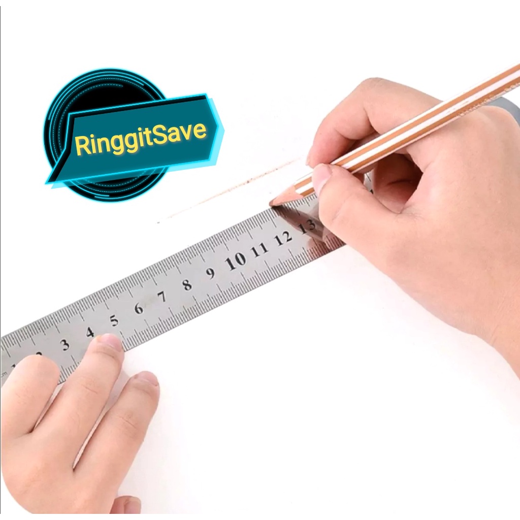 (Ready Stock)Pembaris Besi Panjang Measurement Unit 24"/60cm Stainless ...