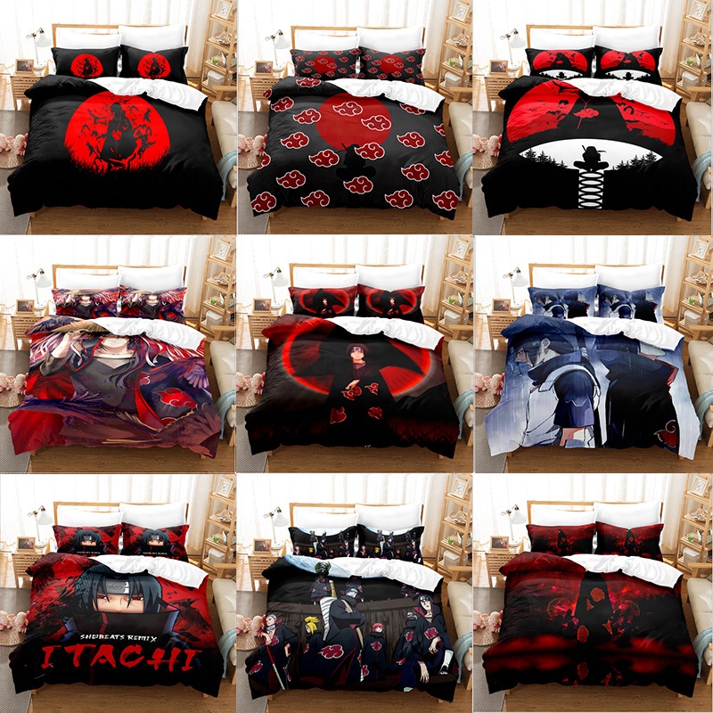 NEW Naruto Akatsuki Uchiha Itachi Duvet Cover Set Single Double Size ...