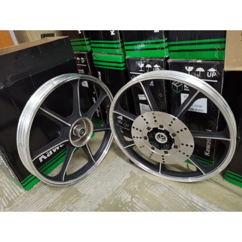 KAWASAKI GTO 7L SPORT RIM 18" FULL SET BLACK COLOUR💯💯👍 | Shopee Malaysia