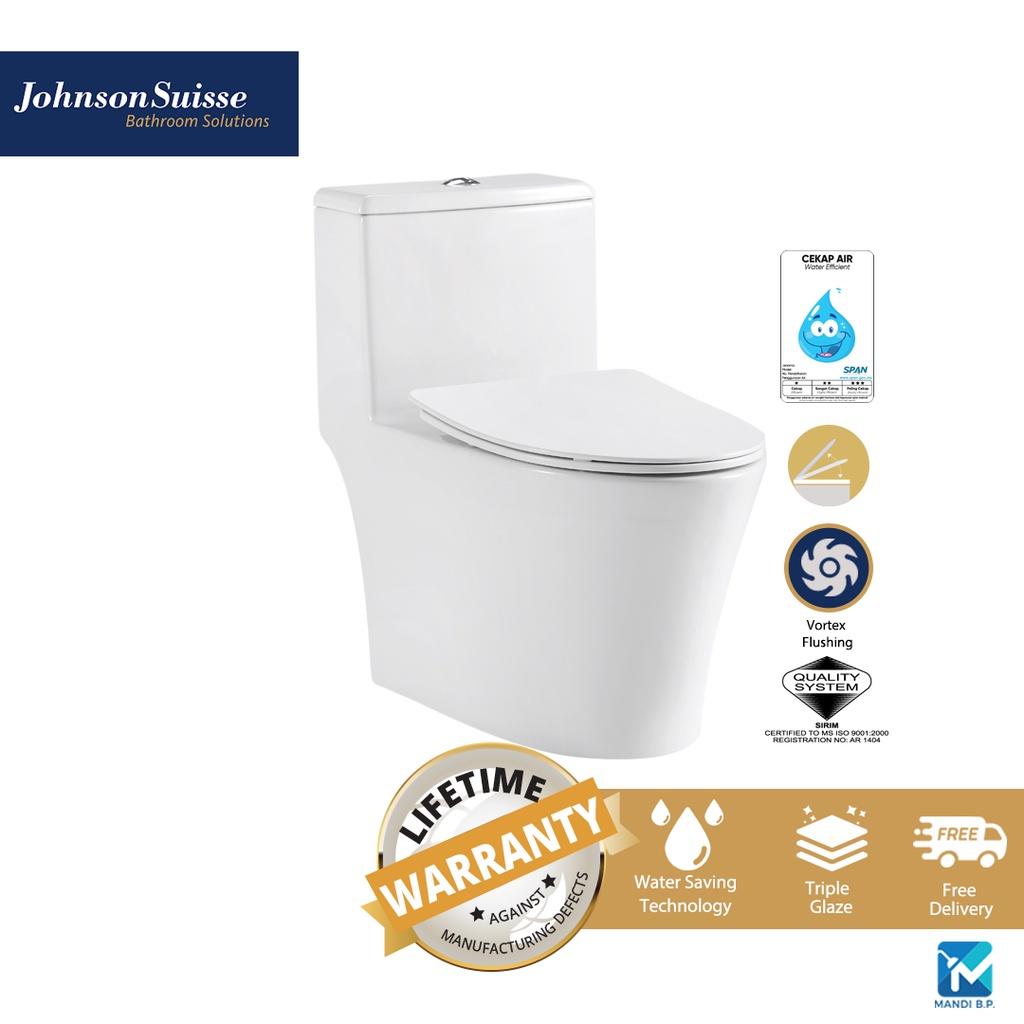 Johnson Suisse Capri One piece Siphonic Water Closet (Rimless) 4.5/3L ...