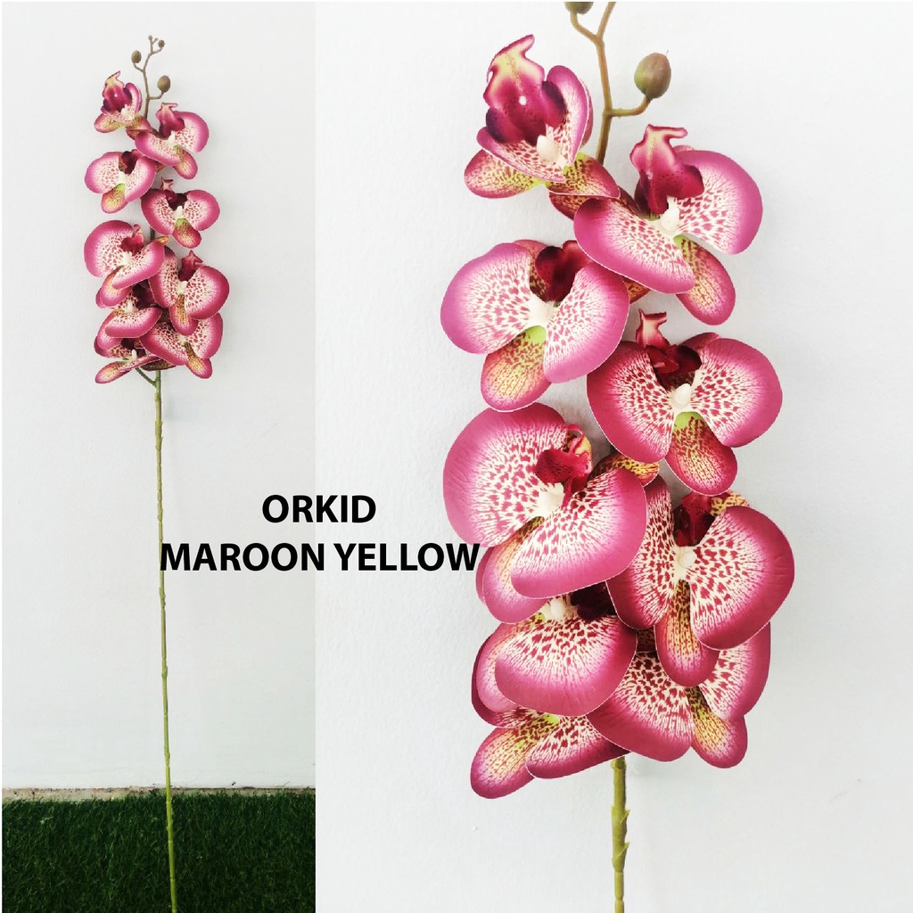 1Meter - 9 Kuntum Bunga Orkid LATEX 3D Orchid Flower PREMIUM Quality ...