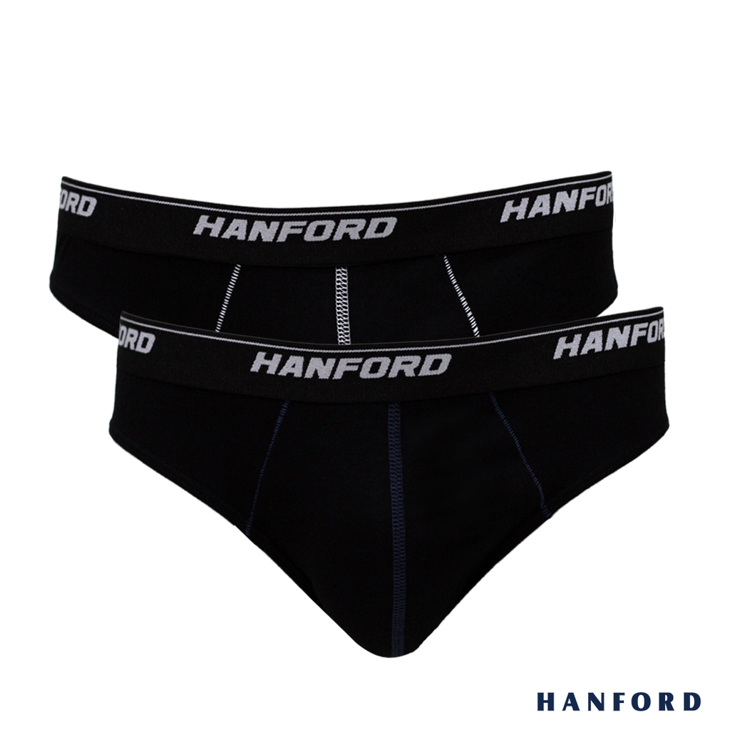 Hanford Men Premium Ribbed Cotton w/ Contrast Stitch Briefs - Black ...