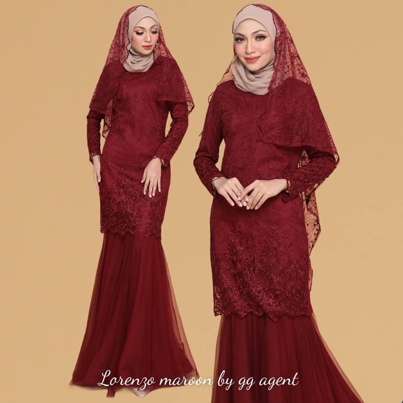 GEROBOK GAGA LORENZO KURUNG MAROON FREE VEIL | Shopee Malaysia