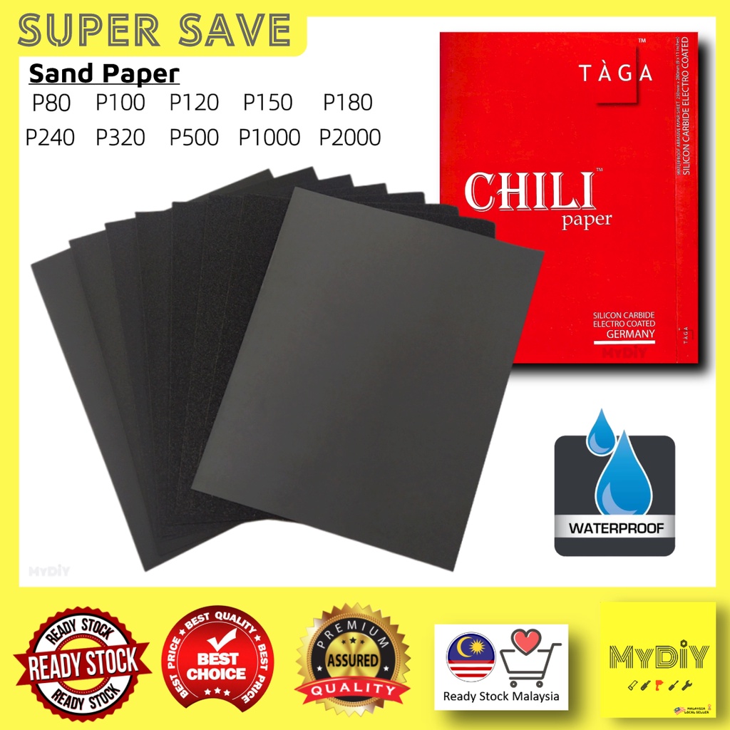【MDS】GERMANY TAGA Abrasive Waterproof Chili Silicon Carbide Sandpaper ...