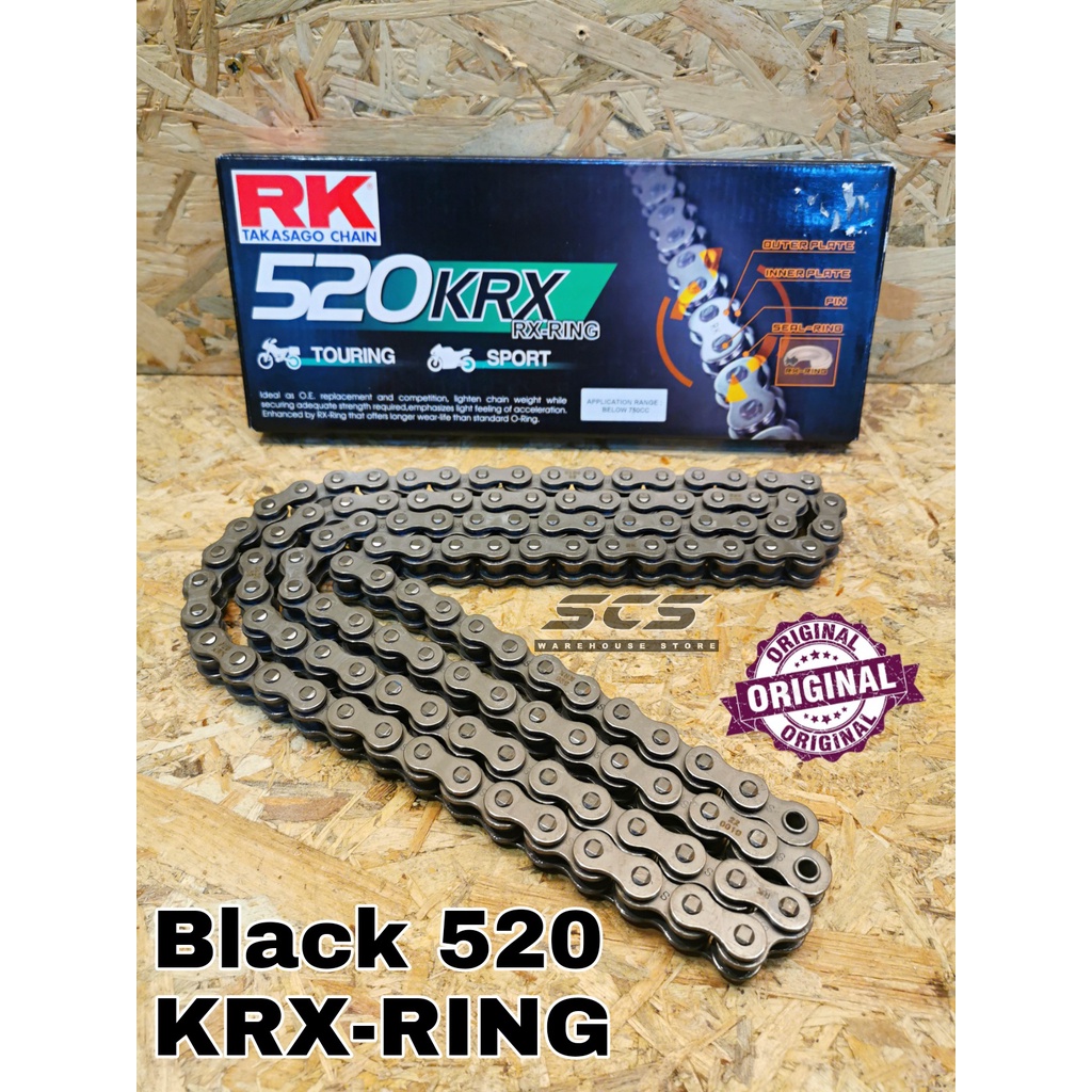 RK Black Chain 520 X-ring Xring Rantai Hitam RX-RING KRX Universal 100% ...