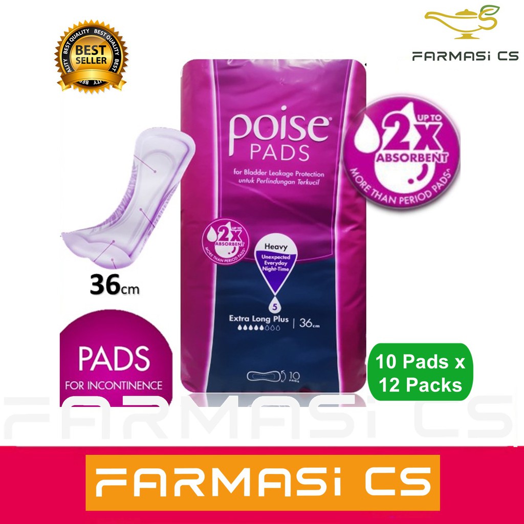 Poise Extra Long Plus Pad for Heavy Bladder Leakage Protection 36cm ...