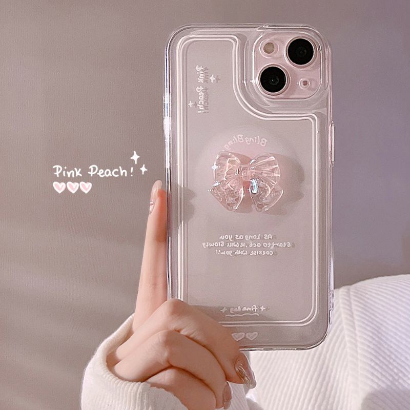 Bling Ribbon IPhone 11 12 13 14 15 16 Pro Max Phone Case Transparent ...