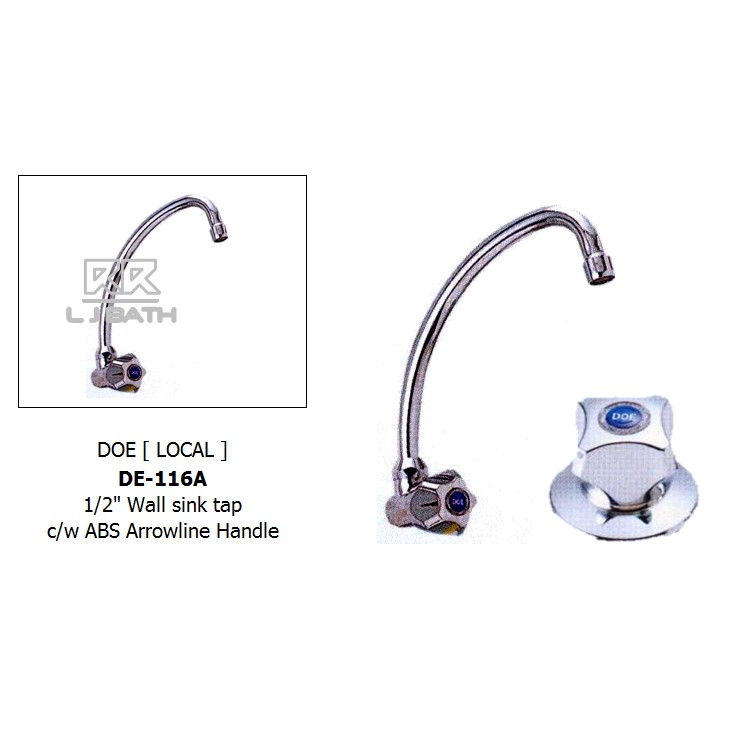 DOE [ LOCAL ] DE116A 1/2" Wall sink tap c/w ABS Arrowline Handle ...