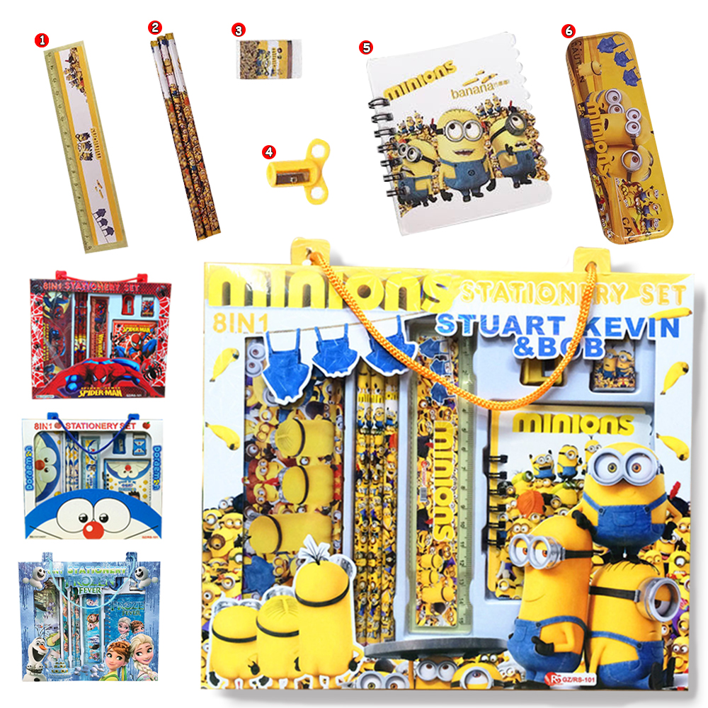 8Pcs Minions Despicable Me Cartoon Theme Stationary Set Pencil ...