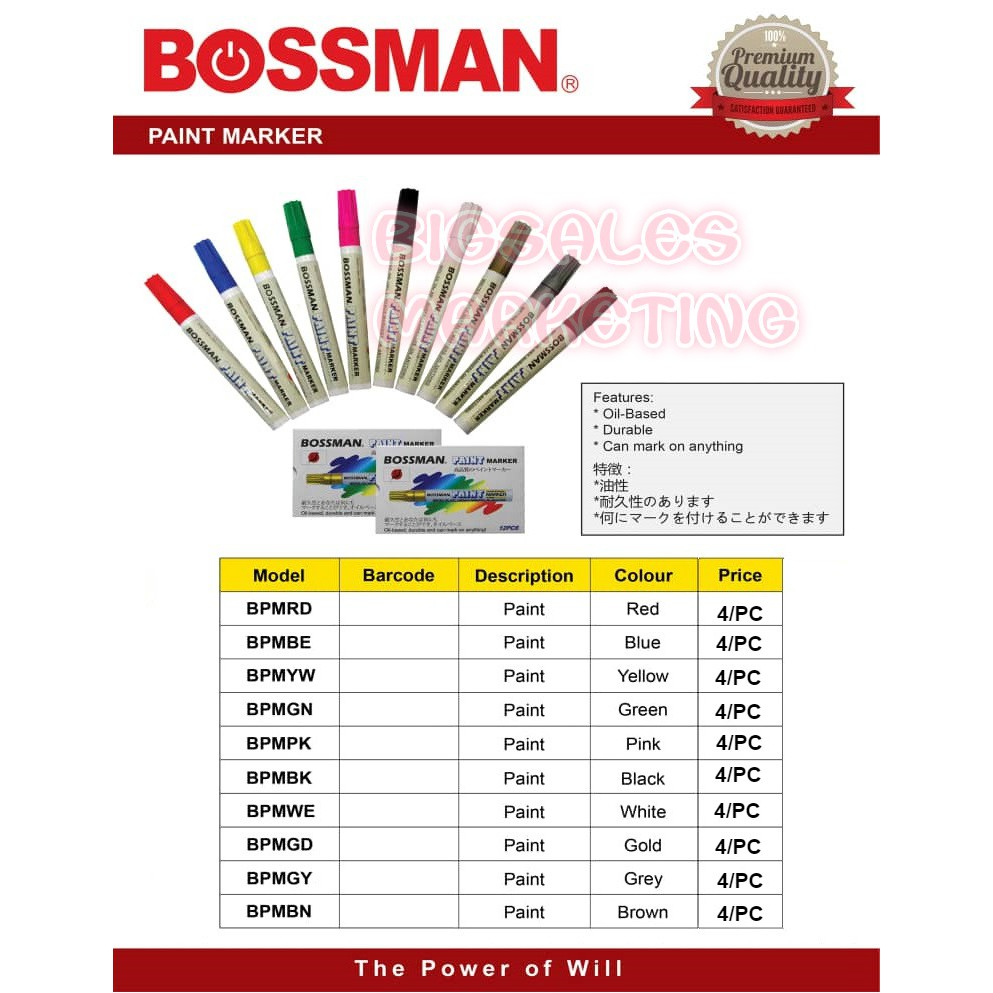 BOSSMAN Oil Based Paint Marker Pen | Shopee Malaysia