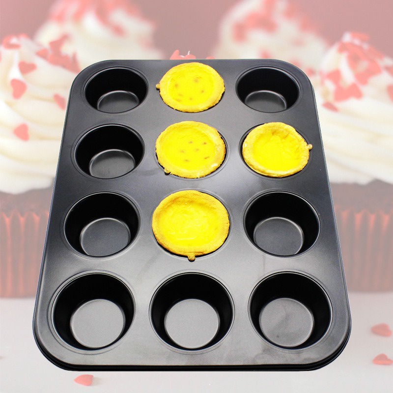 Black Colour Bakeware Cake Mould 6/12Hole Non-Stick Mini Muffin Cookie ...