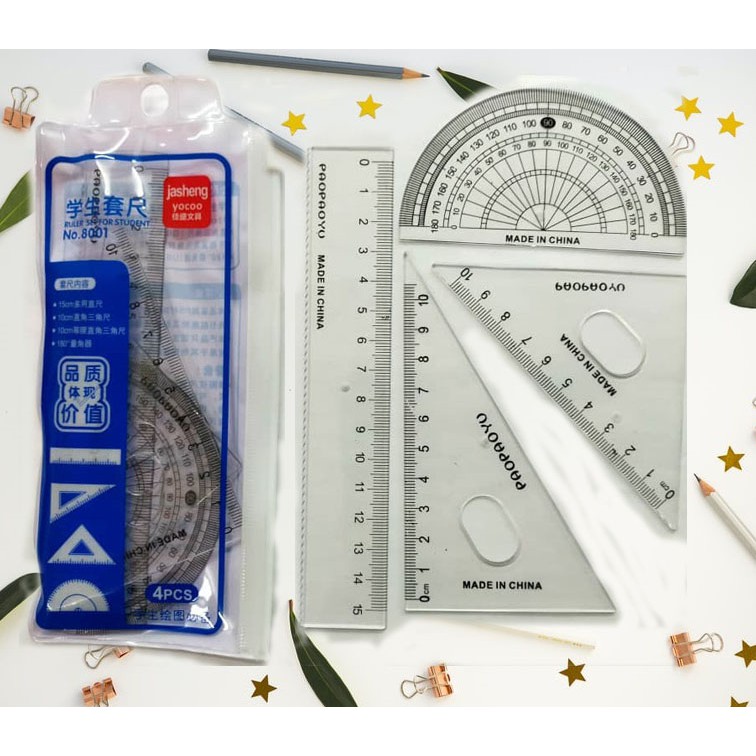 4pcs Student Mathematical Instruments Set Geometry set Pelajar Ujuran ...